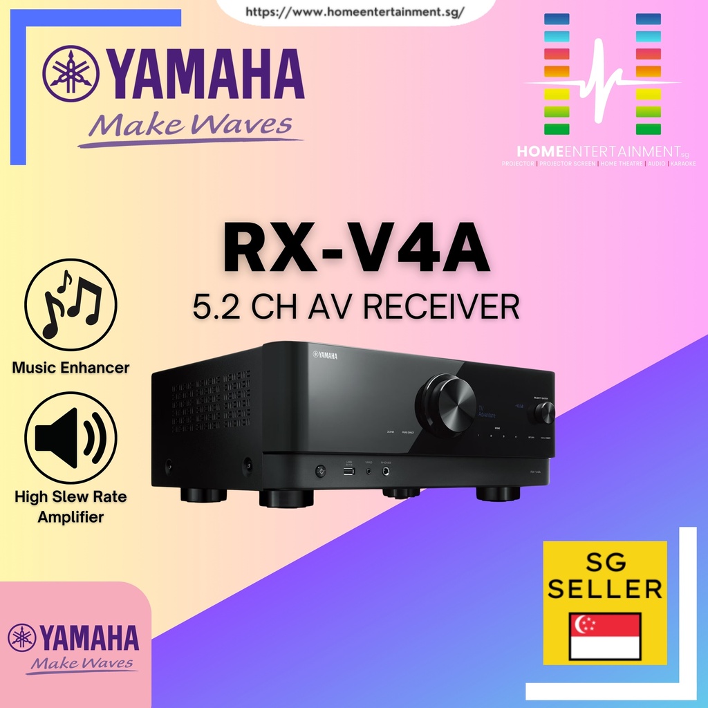 YAMAHA RX-V4A (Black) - 5.2 ch AV Receiver with CINEMA DSP 3D, HDMI™ 4-in/1-out, wireless ...